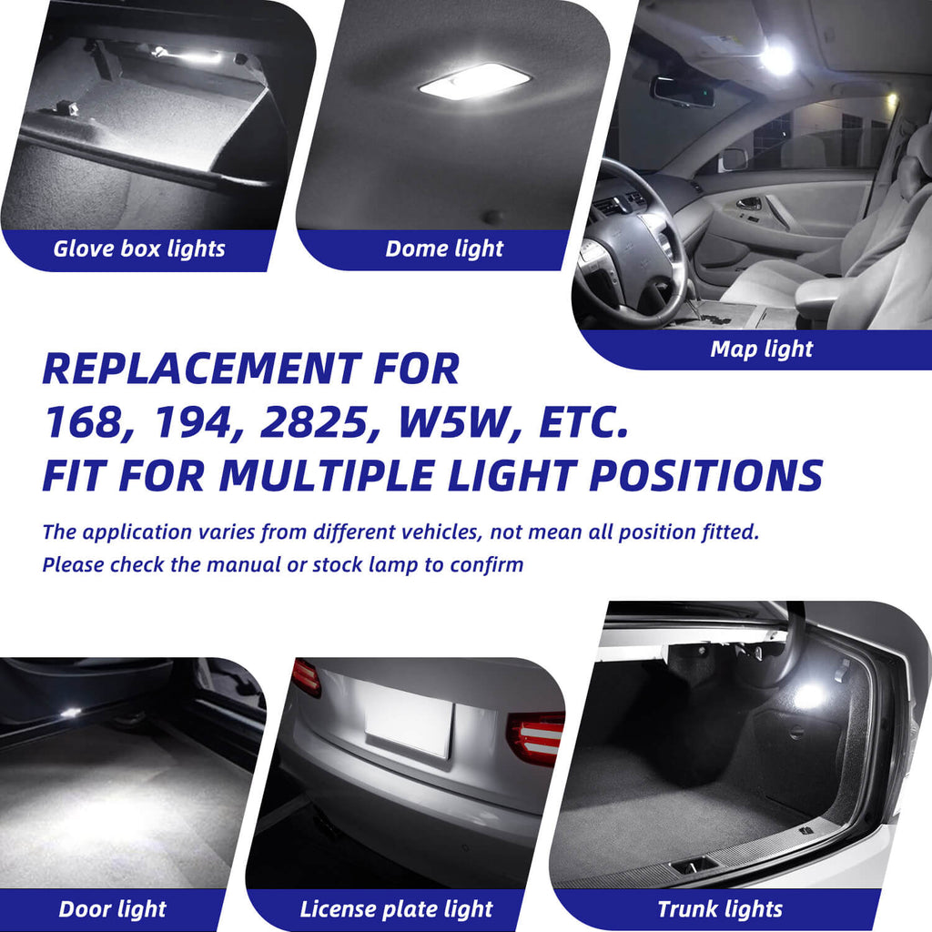 500% Brighter T10 LED Bulbs 6500K AUXITO 194 LED Bulbs For License ...