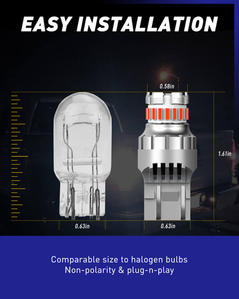 7443 LED Brake Light Bulb Flashing Strobe Blinking 6000K Red 2 PCS ...