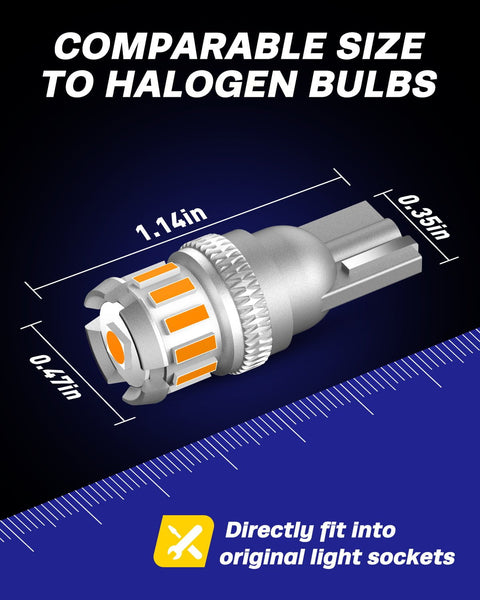 T10 168 2825 W5W 194 LED Bulb 6500K Yellow, Interior & Exterior Car Li ...